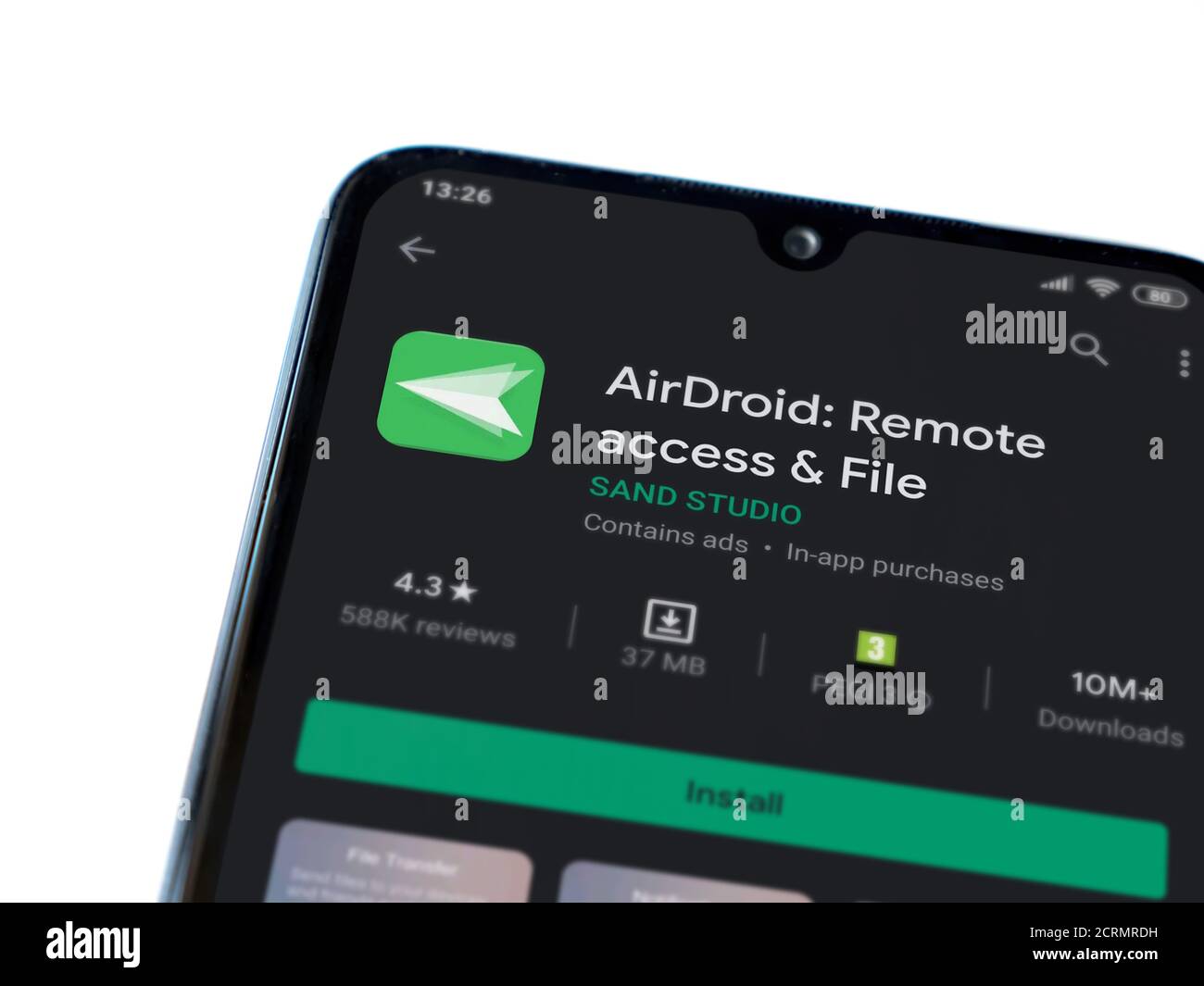 Lod, Israel - July 8, 2020: AirDroid app play store page on the display ...