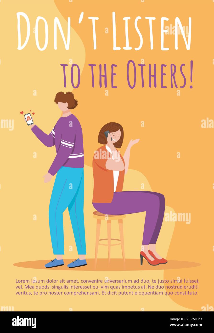 Don’t listen to the others poster vector template. Trouble relationship ...