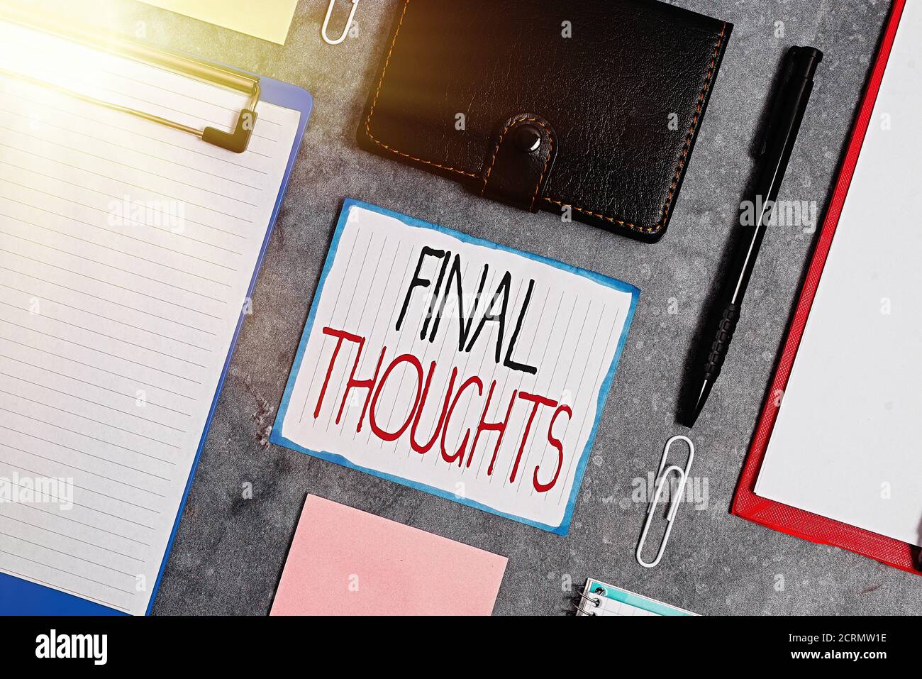 Handwriting text Final Thoughts. Conceptual photo the conclusion or ...