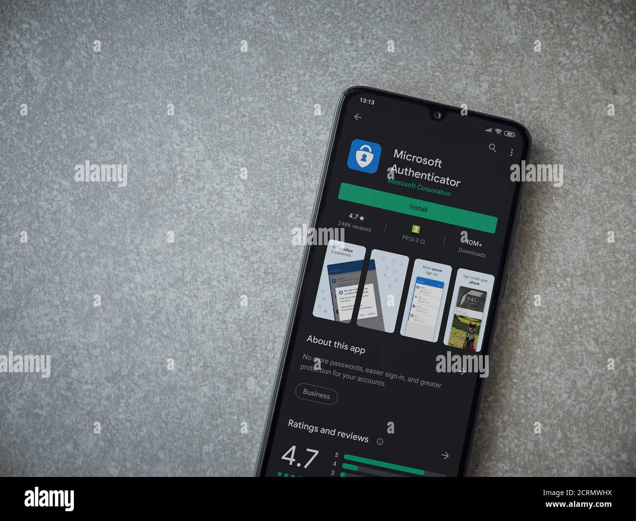 Lod, Israel - July 8, 2020: Microsoft Authenticator app play store page ...