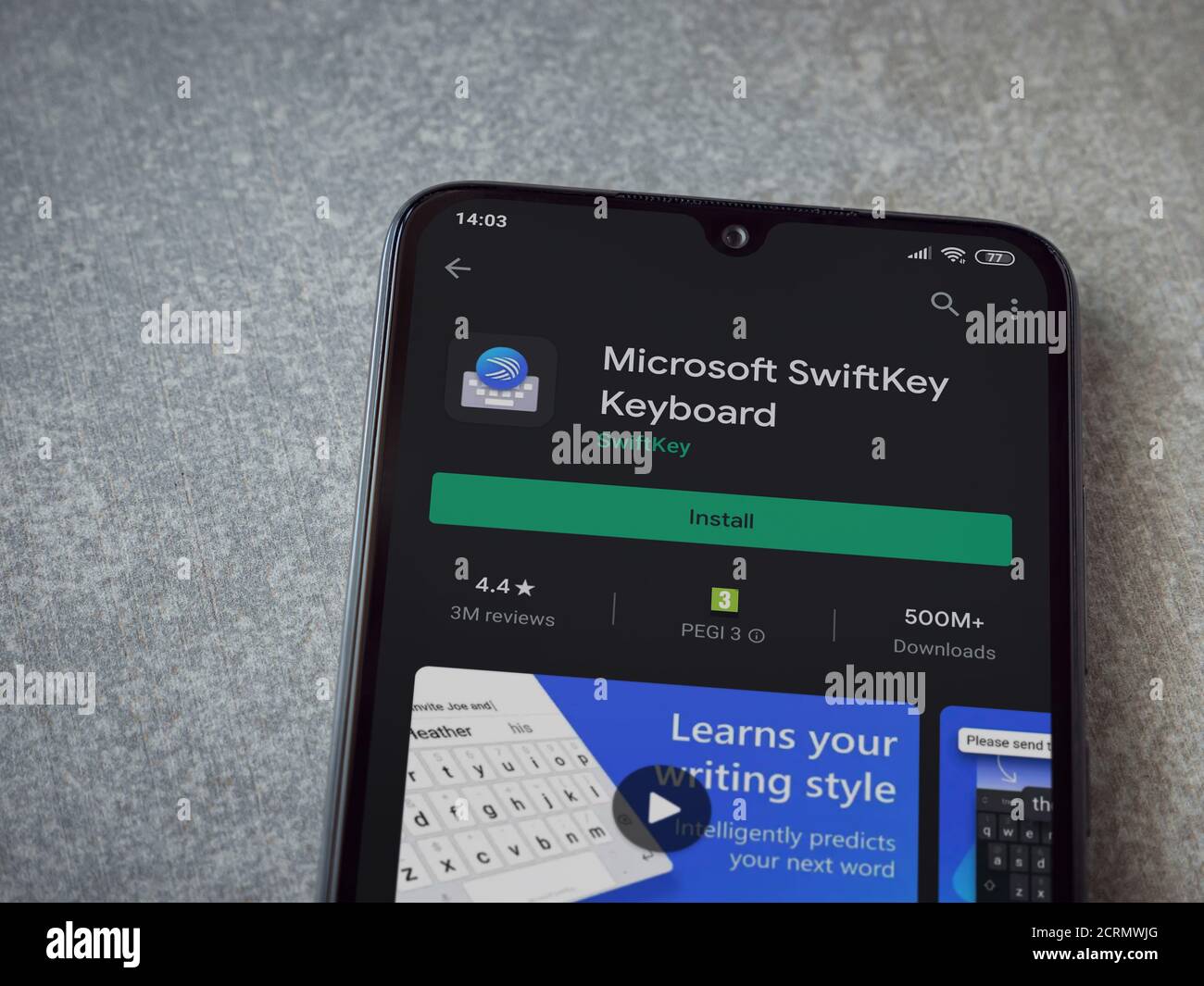 Lod, Israel - July 8, 2020: Microsoft SwiftKey Keyboard app play store ...