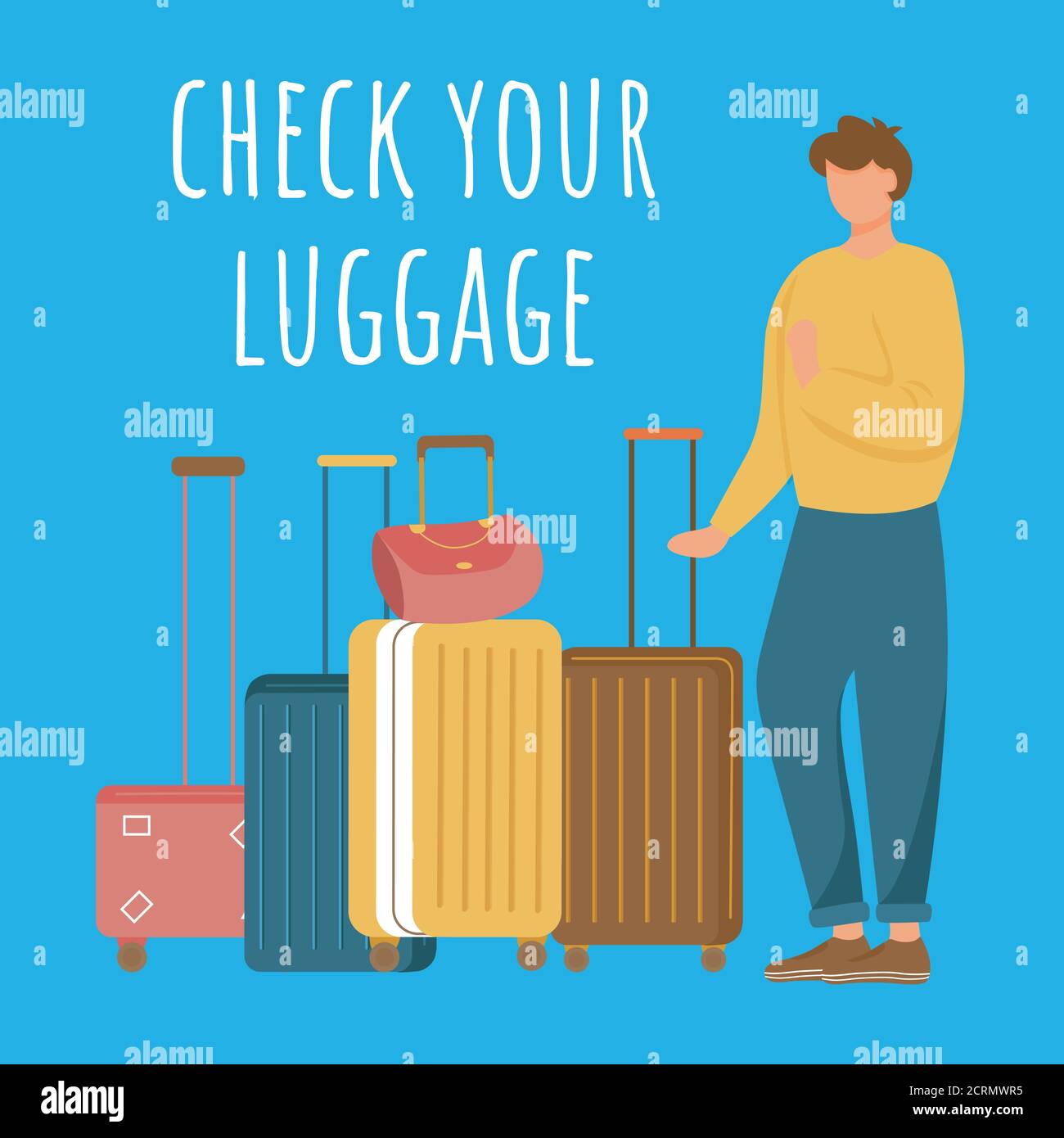 Check your luggage social media post mockup. Man and baggage ...