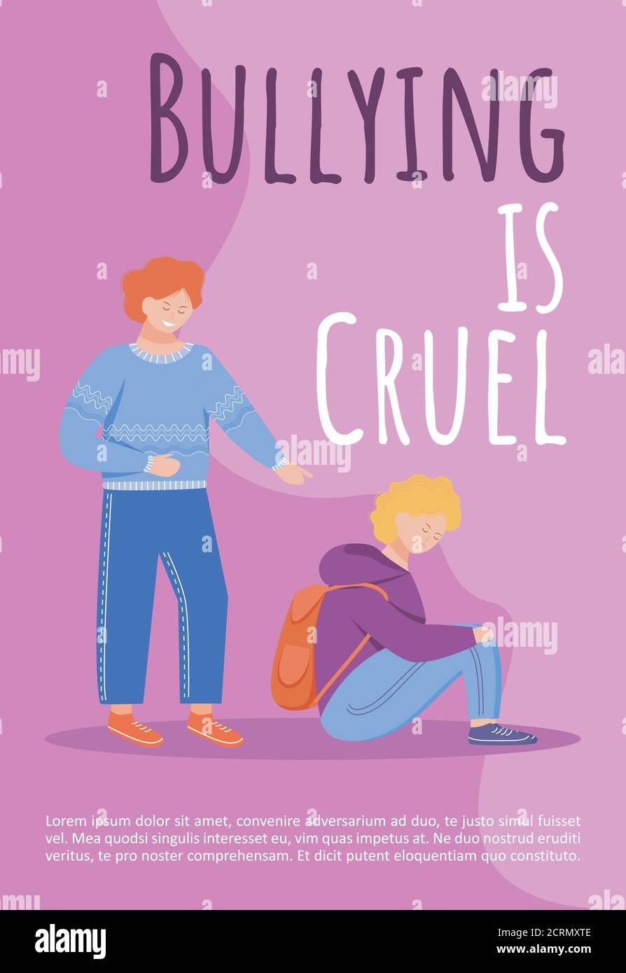 Bullying is cruel poster vector template. School mockery problem ...