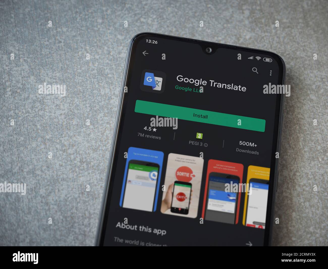Lod, Israel - July 8, 2020: Google Translate app play store page on the ...
