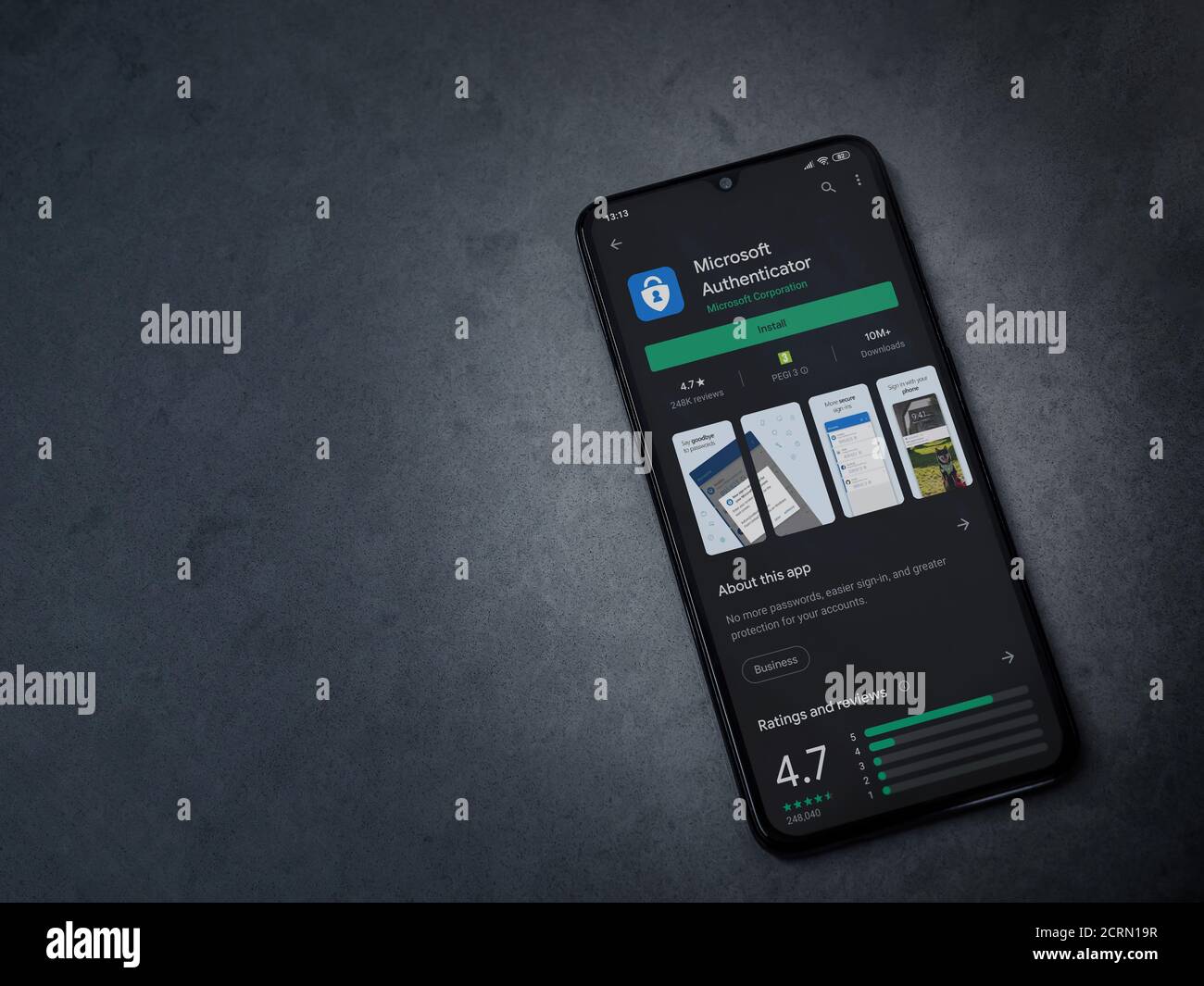 Lod, Israel - July 8, 2020: Microsoft Authenticator app play store page ...