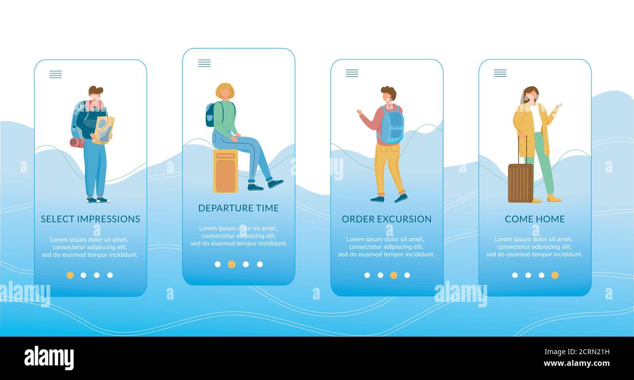 Travel planning onboarding mobile app screen vector template. Holiday ...