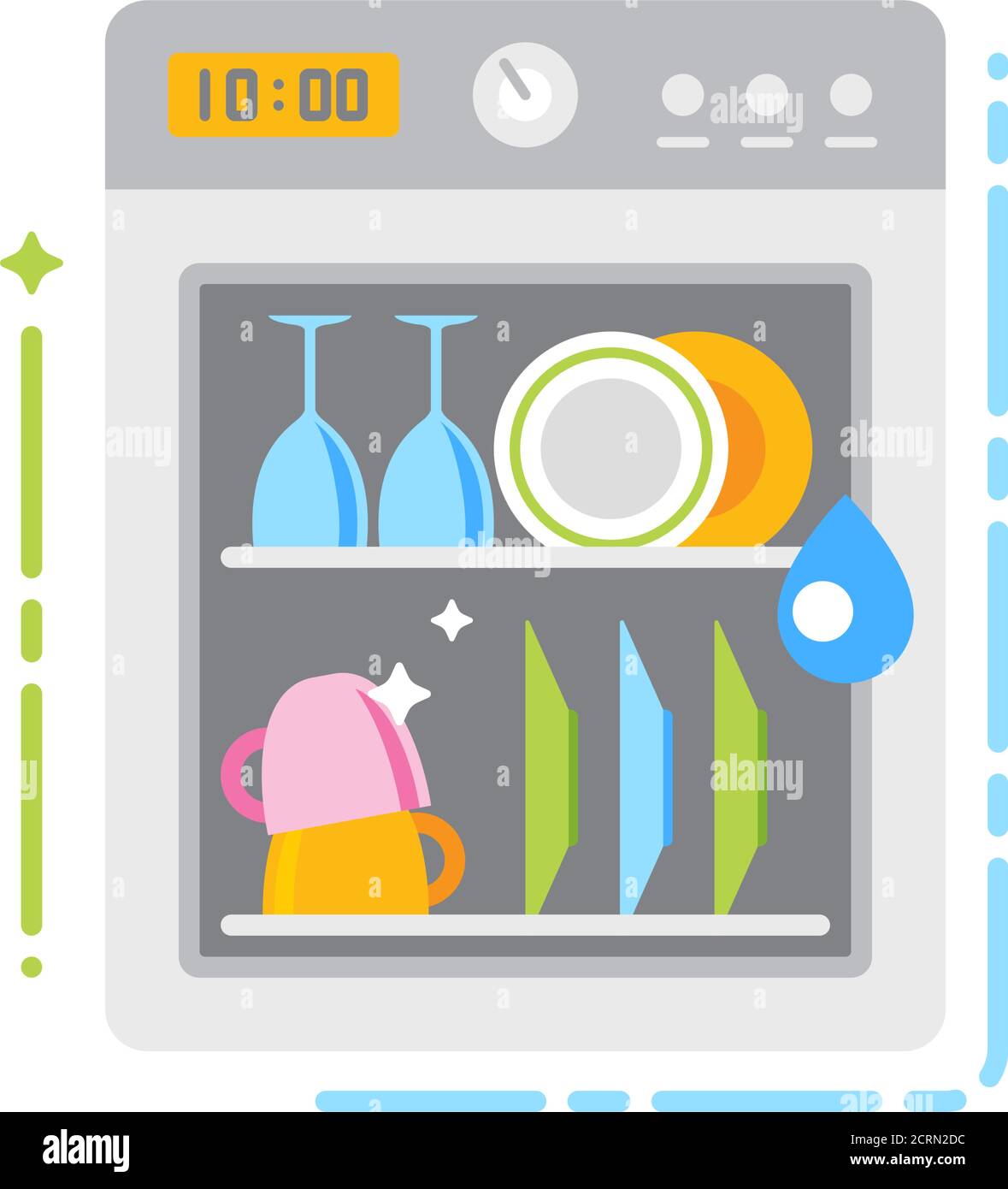 Dishwasher flat color icon. Sign for web page, mobile app, banner ...