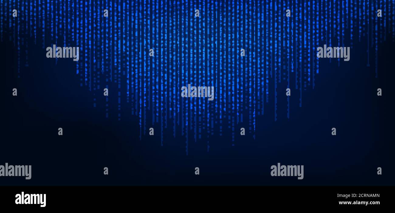 Abstract blue square pixel particle big data technology digital ...