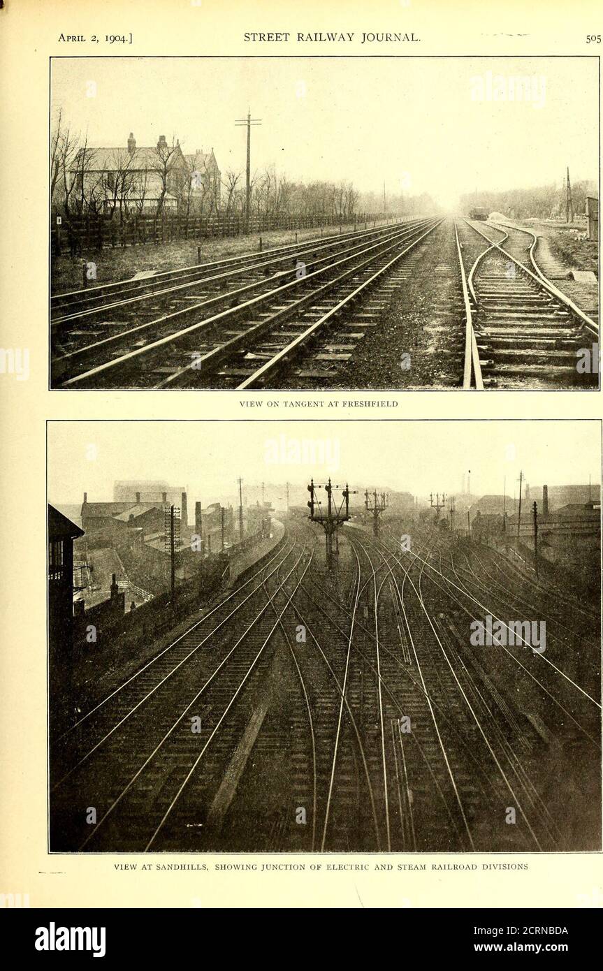 . The Street railway journal . VIEW AT GRADE CROSSING, SHOWING THIRD ...