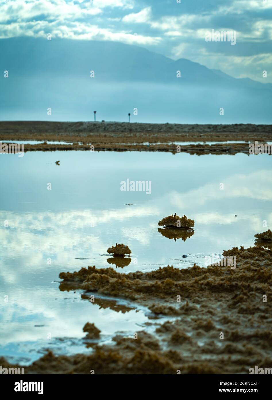 nature landscape, dead sea with salt crystals closeup Stock Photo - Alamy