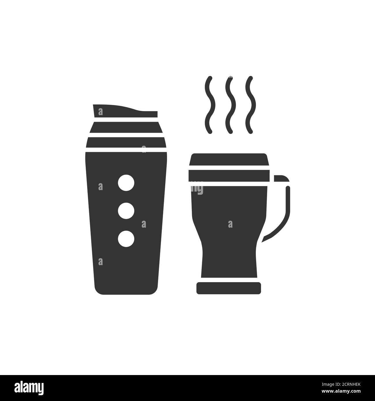 Reusable glass coffee and tea cup glyph black icon. Thermos for take ...