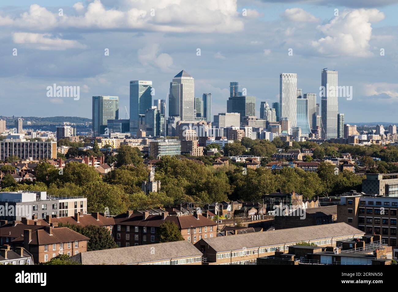 London skyline at Canary Wharf,Docklands,England,UK viewed from Tower ...