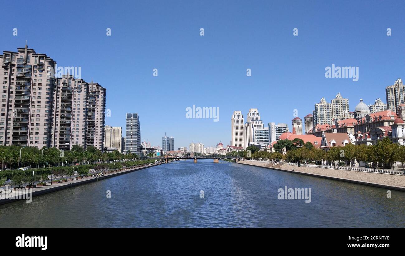 cityscape of Tianjin along the Haihe river Stock Photo - Alamy