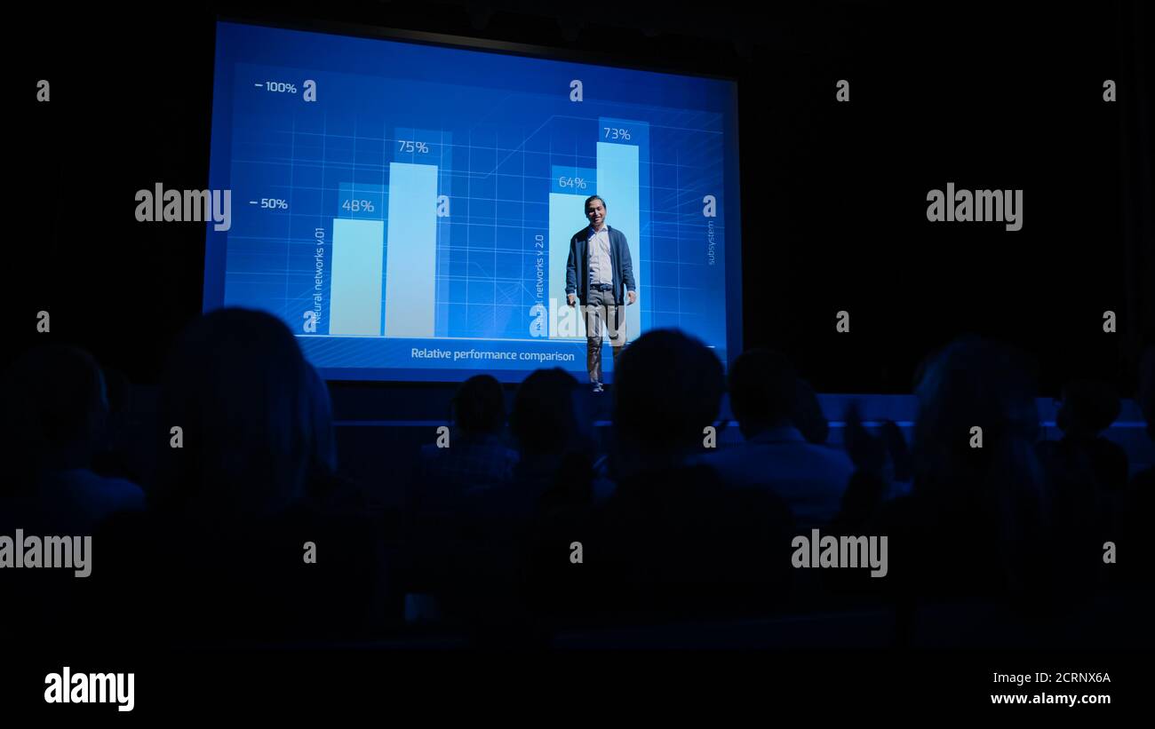 Startup Conference Stage: Speaker Presents New Product, Talks about ...