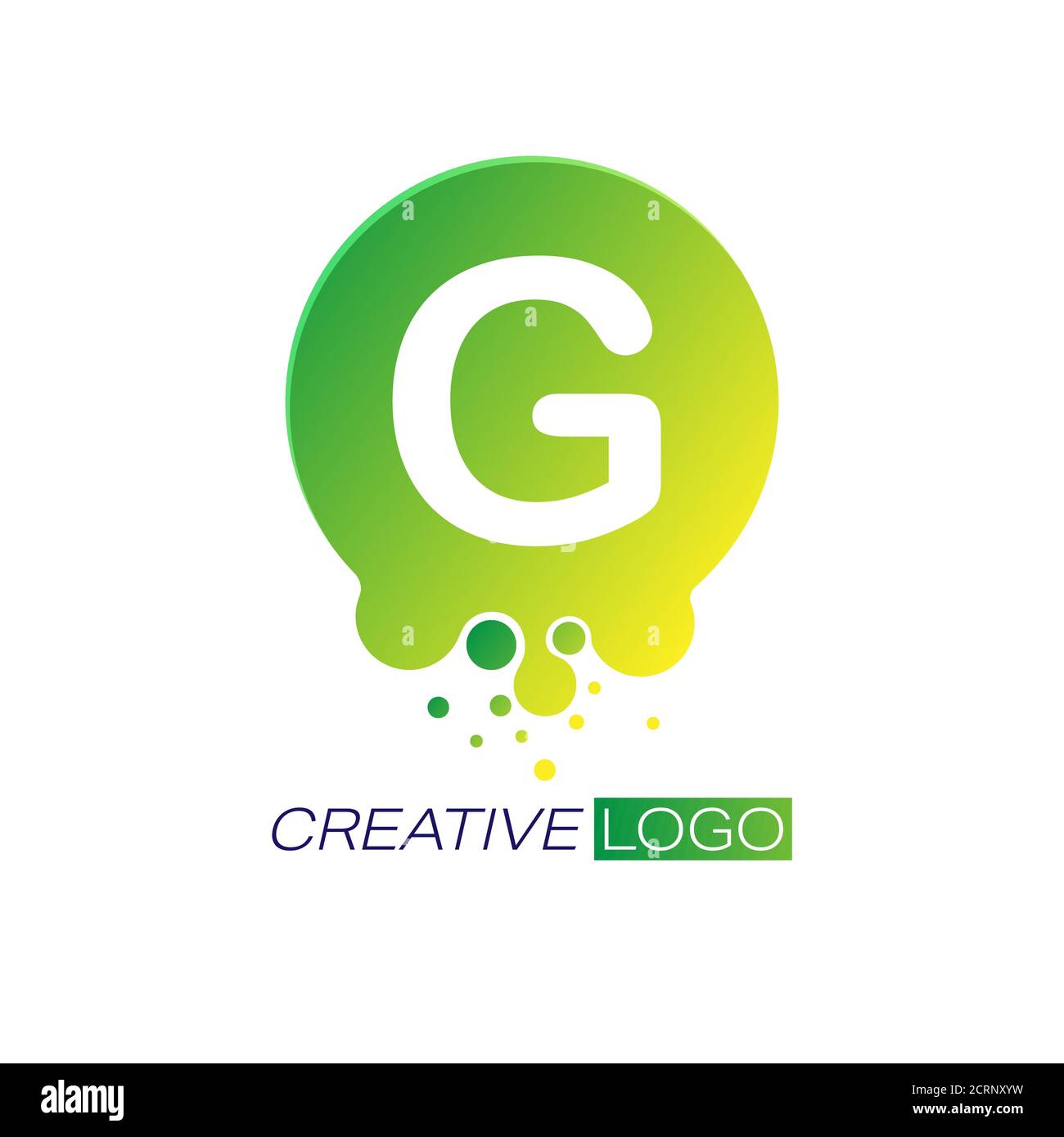 Creative logo. The letter G on a round dot with splashes. Vector ...