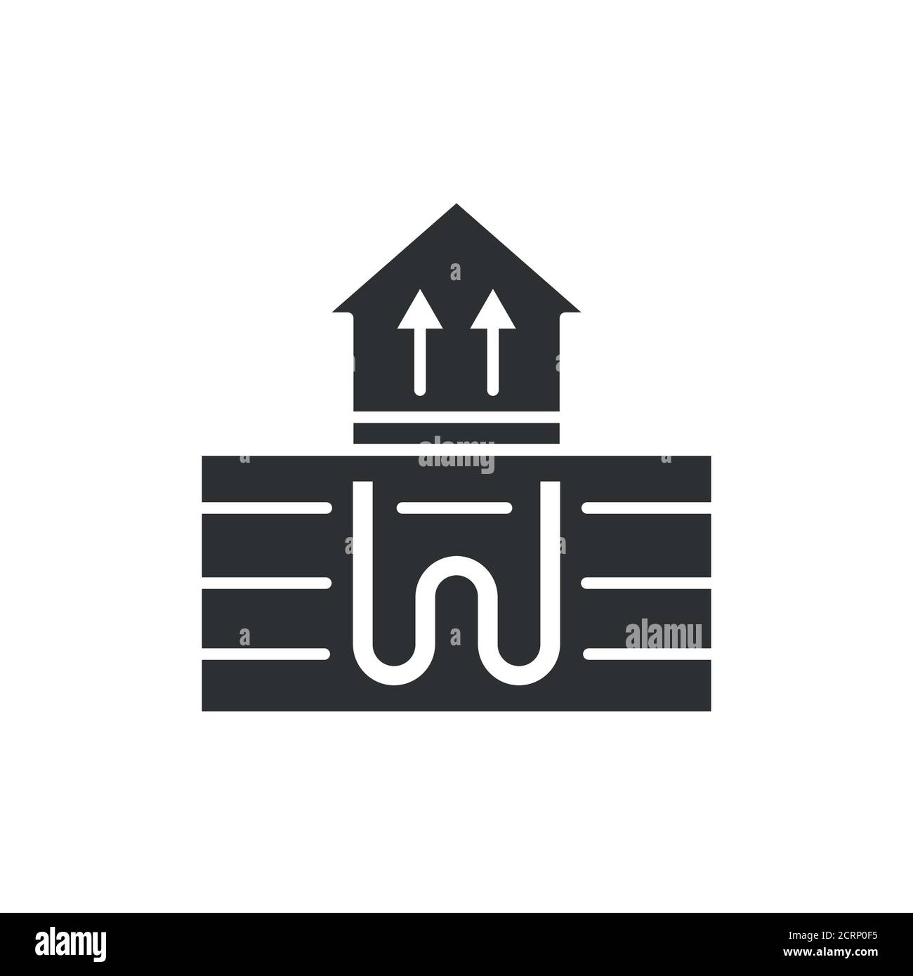 Geothermal energy glyph black icon. Eco house with geothermal heating ...