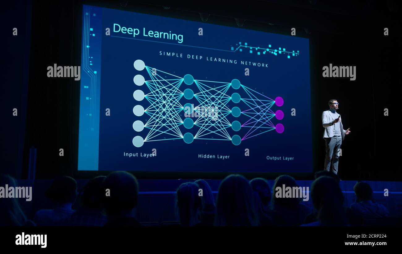 Computer Science Startup Conference: On Stage Speaker Does Presentation ...