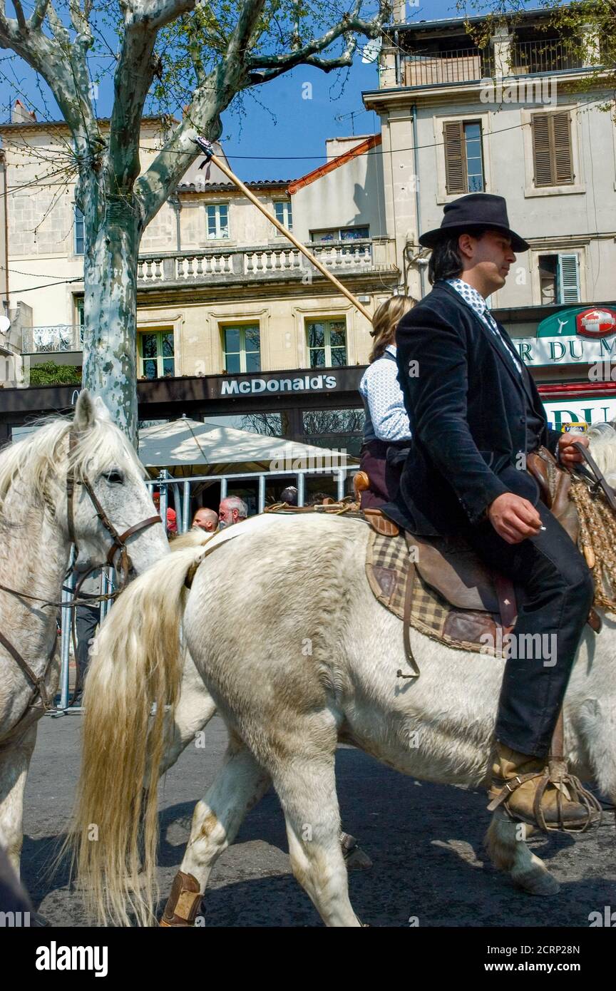 Arles, France - French Matador in Parade, Horse on Street during Feria ...