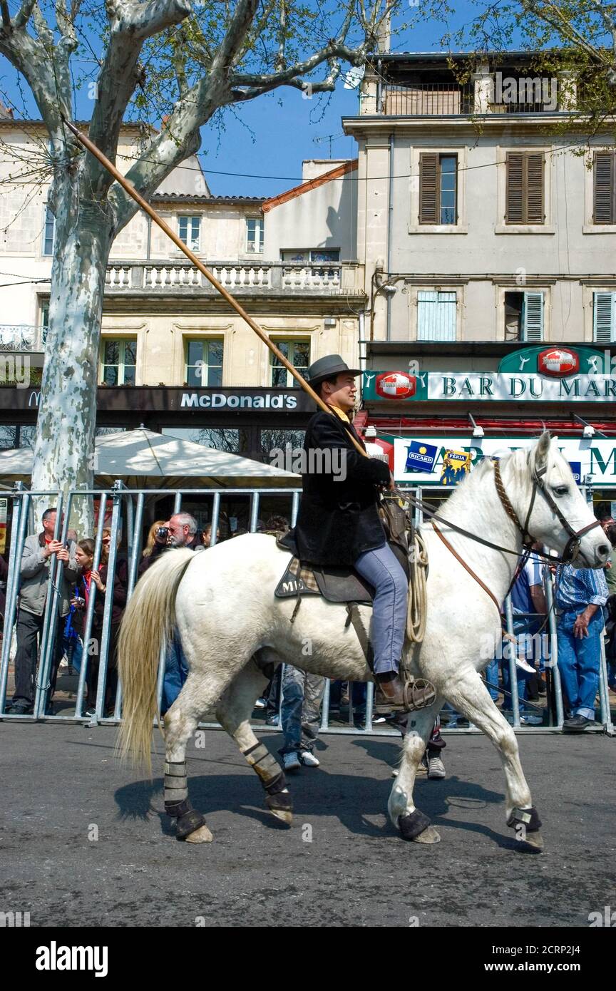 Arles, France - French Matador in Parade, Horse on Street during Feria ...