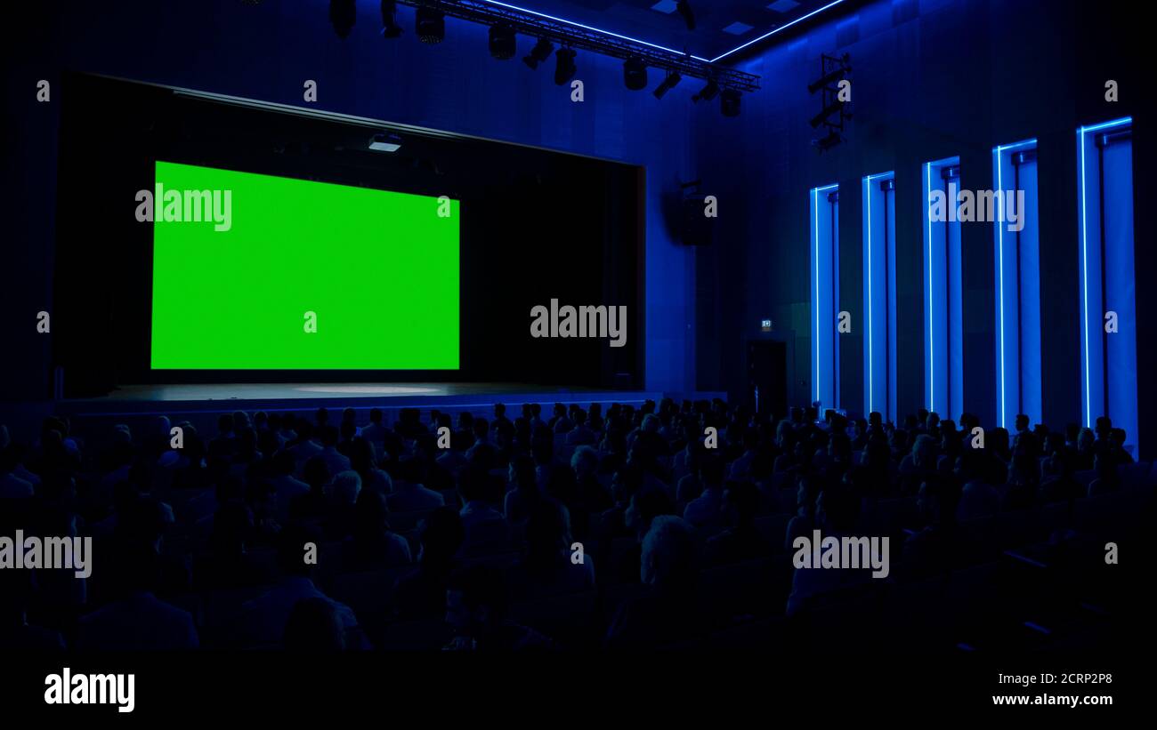 In Movie Theater Captivated Audience Watching New Blockbuster Film on ...