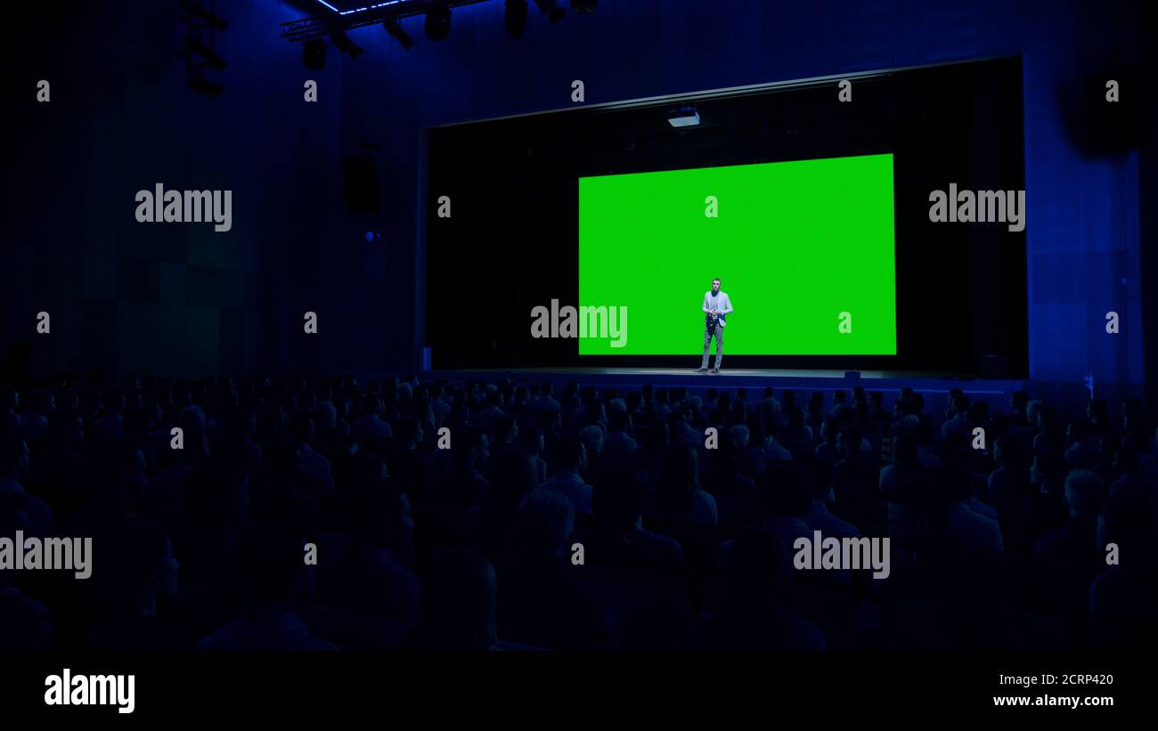 Keynote Speaker Does Presentation of New Product to the Audience ...