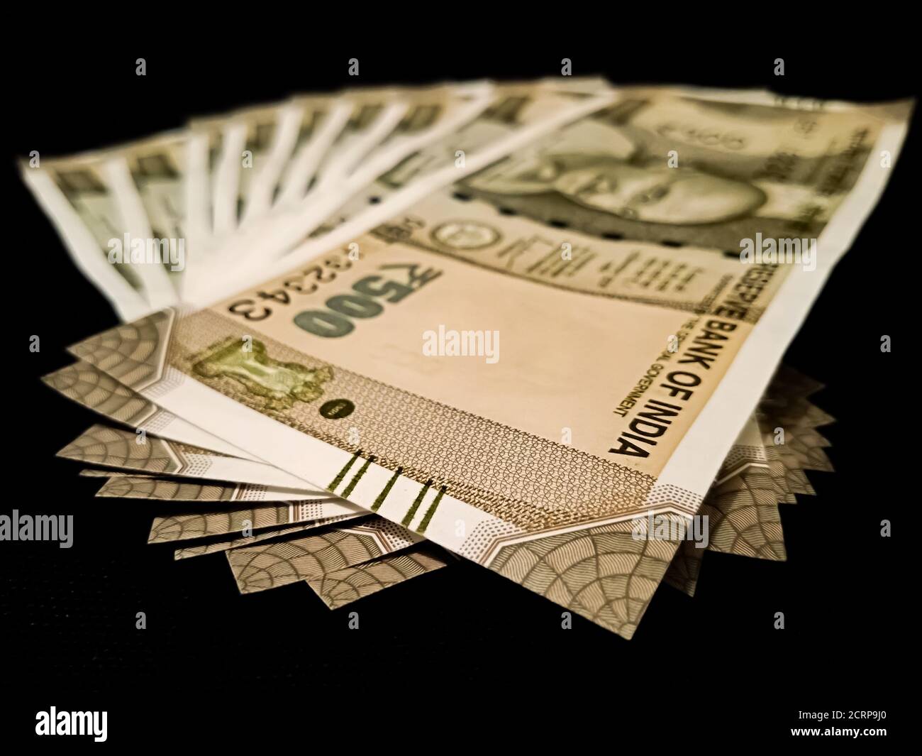 Indian currency multiple five hundred 500 rupees notes isolated on ...