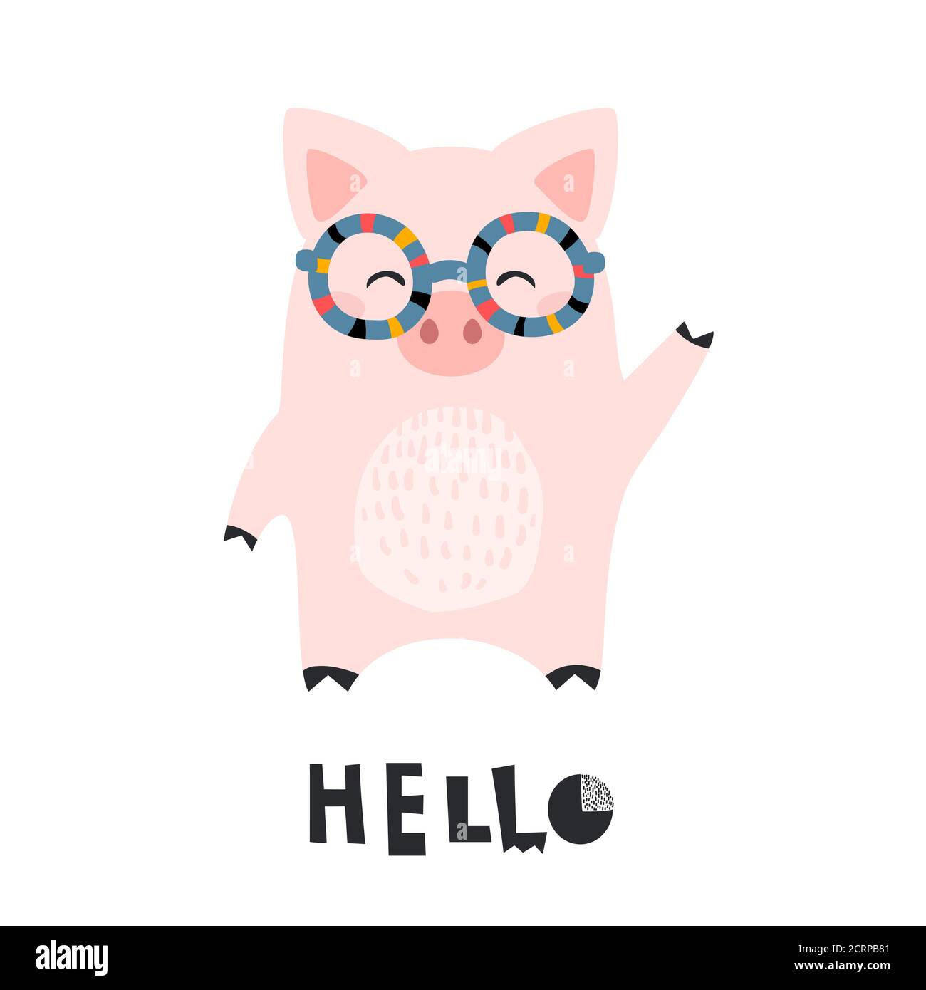 Pink piggy with glasses Stock Vector Images - Alamy