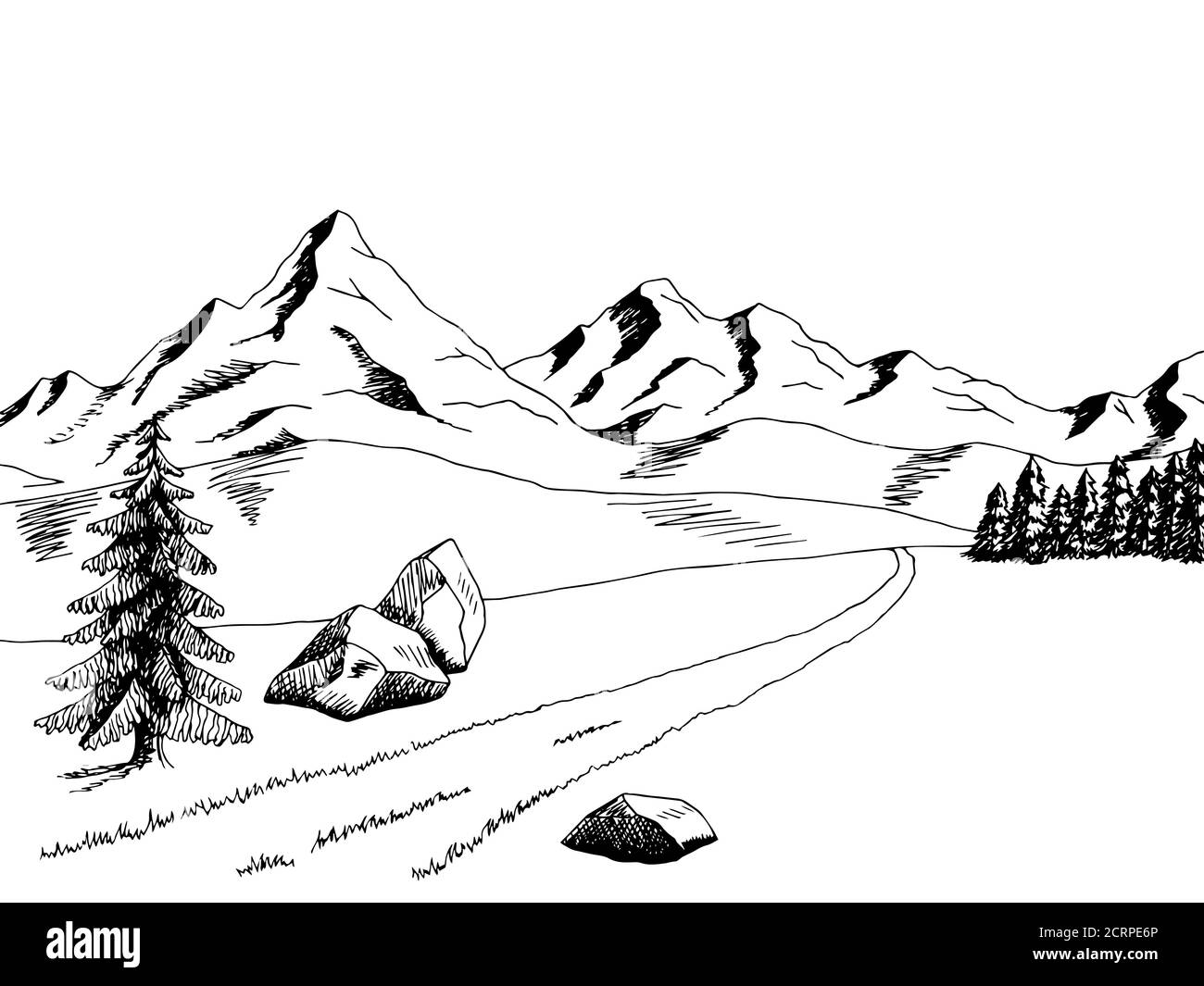 Mountain Cartoon Black And White