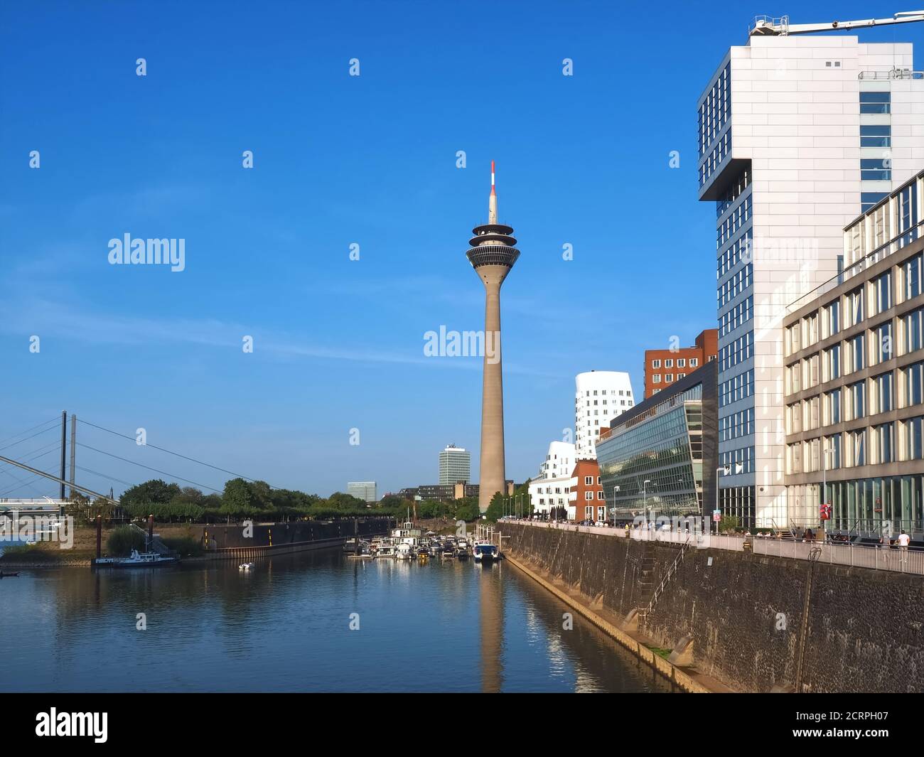 Rhine tower at the media harbor in Duesseldorf Stock Photo - Alamy
