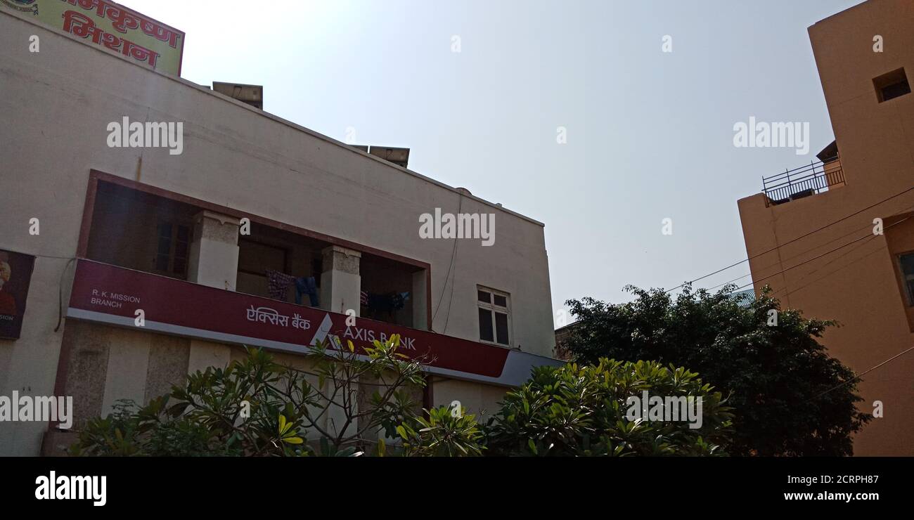 CITY DELHI, INDIA - JANUARY 25, 2020: Axis bank Building view on road ...