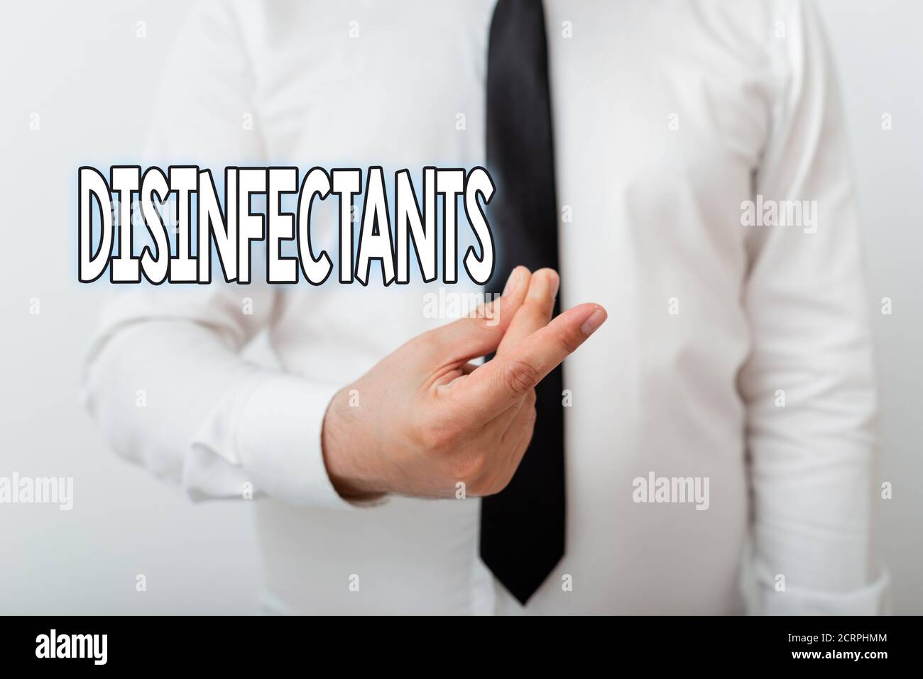 Text sign showing Disinfectants. Business photo showcasing chemical ...