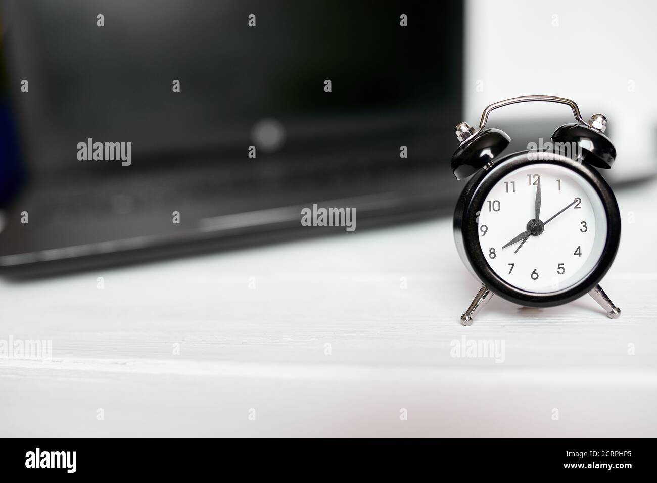 Time management concept, office workplace, notebook, computer Stock ...