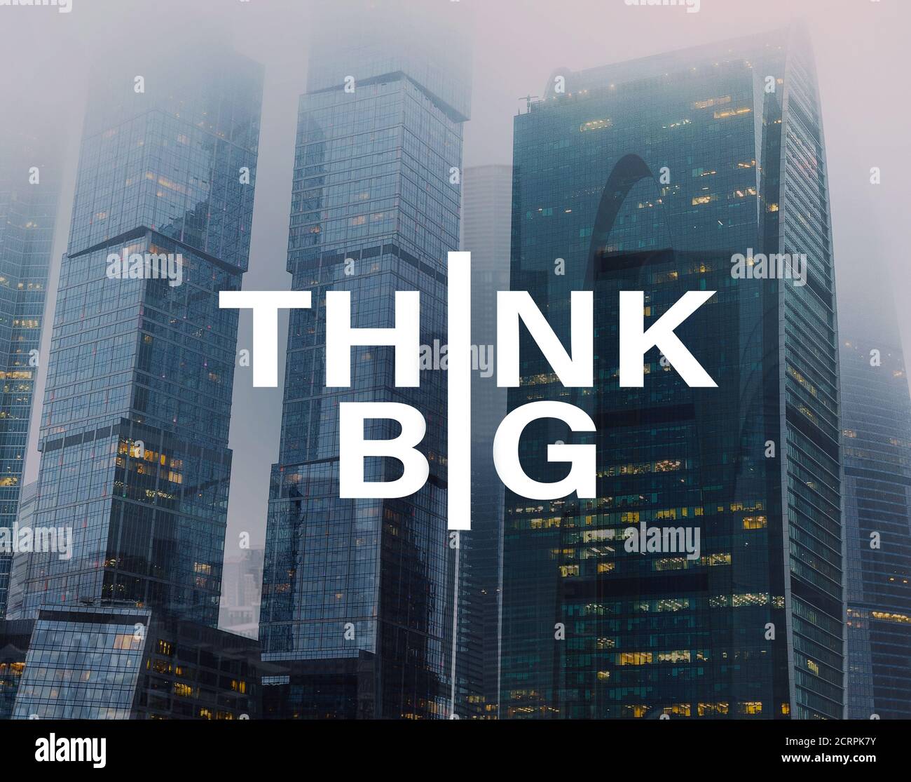 Think big text on city background, business analysis and strategy Stock ...