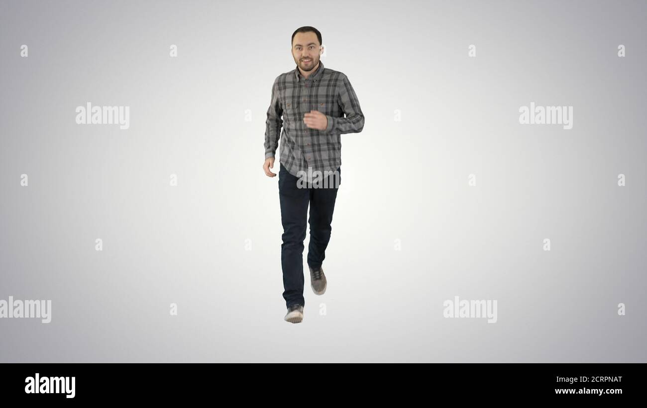 Man running on gradient background Stock Photo - Alamy