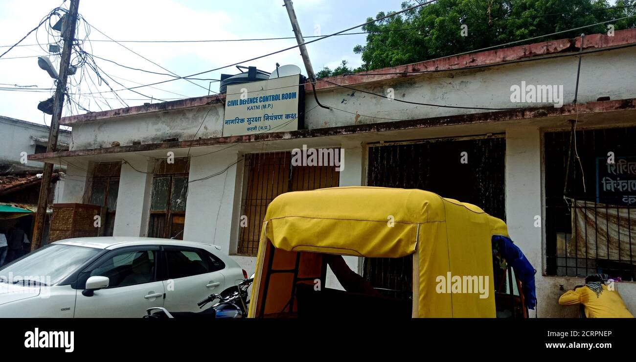 DISTRICT KATNI, INDIA - JULY 28, 2019: civil defence control room ...