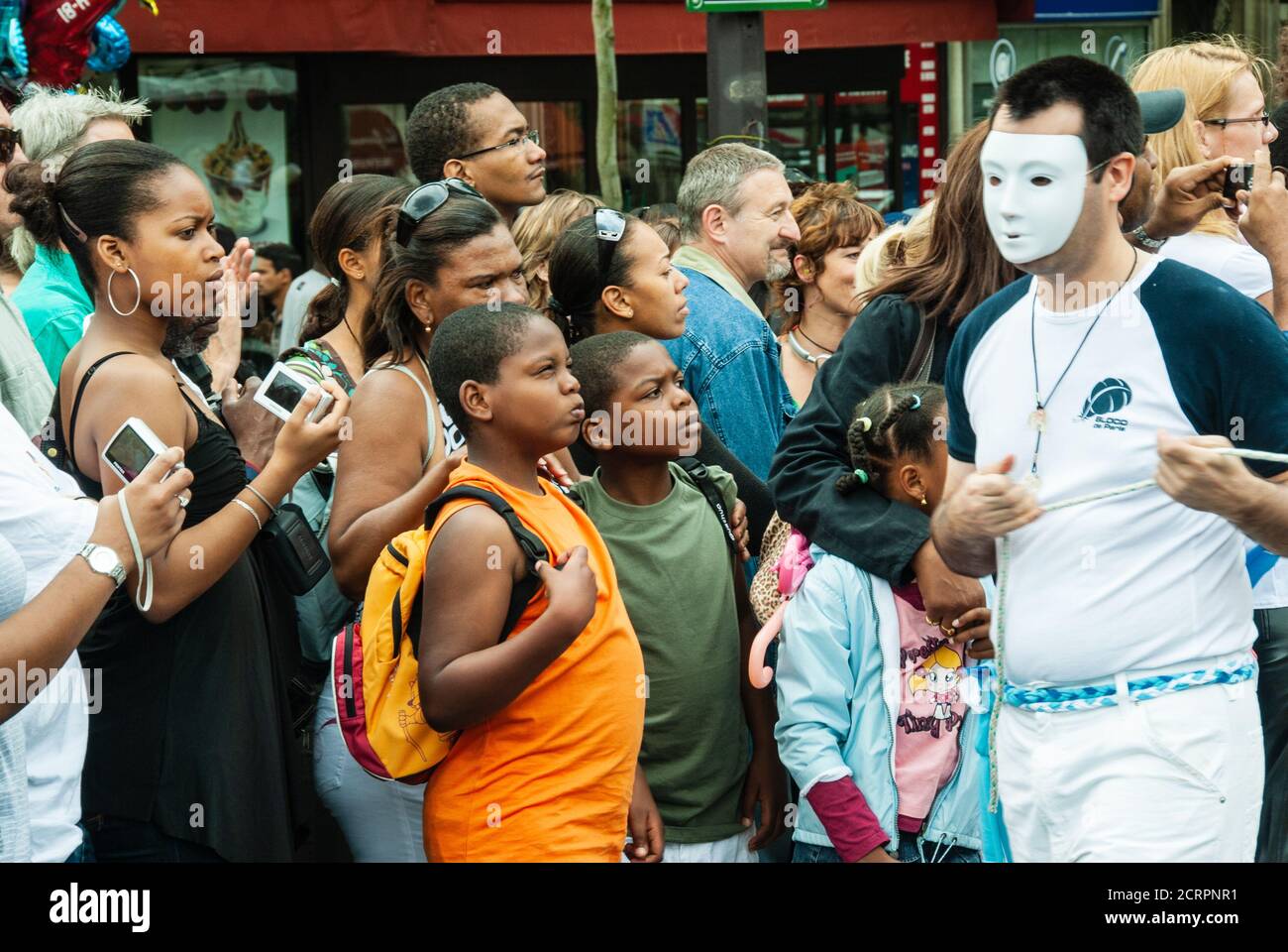 Paris, France, Large Crowd of Diverse People, Families, Watching ...
