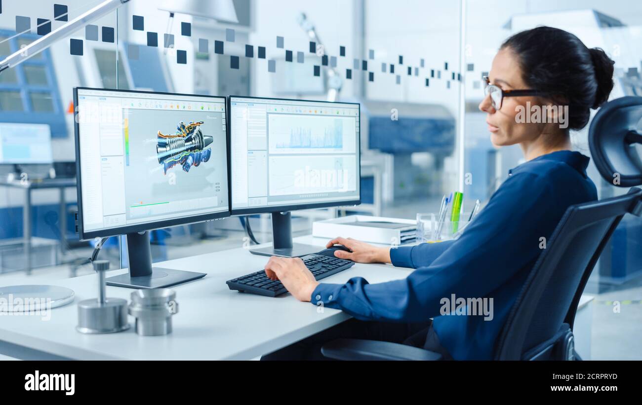 Female Industrial Engineer Solving Problems, Working on a Personal ...