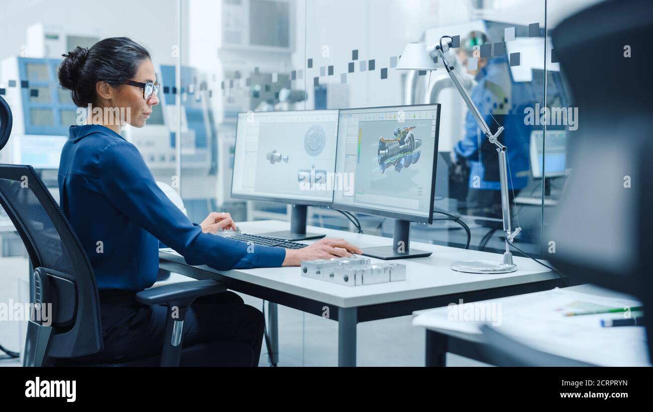 Female Industrial Engineer Solving Problems, Working on a Personal ...