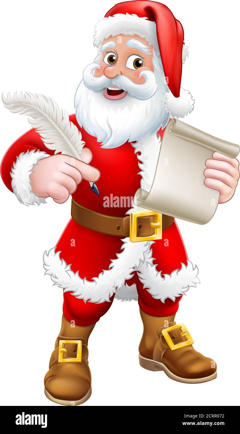 Santa Claus Quill Pen Scroll Letter Cartoon Stock Vector Image & Art ...