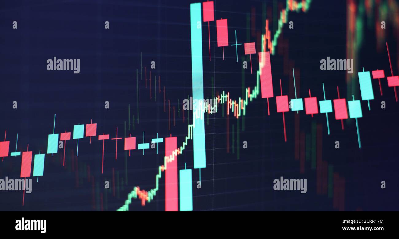Technical price graph and indicator, red and green candlestick chart on ...