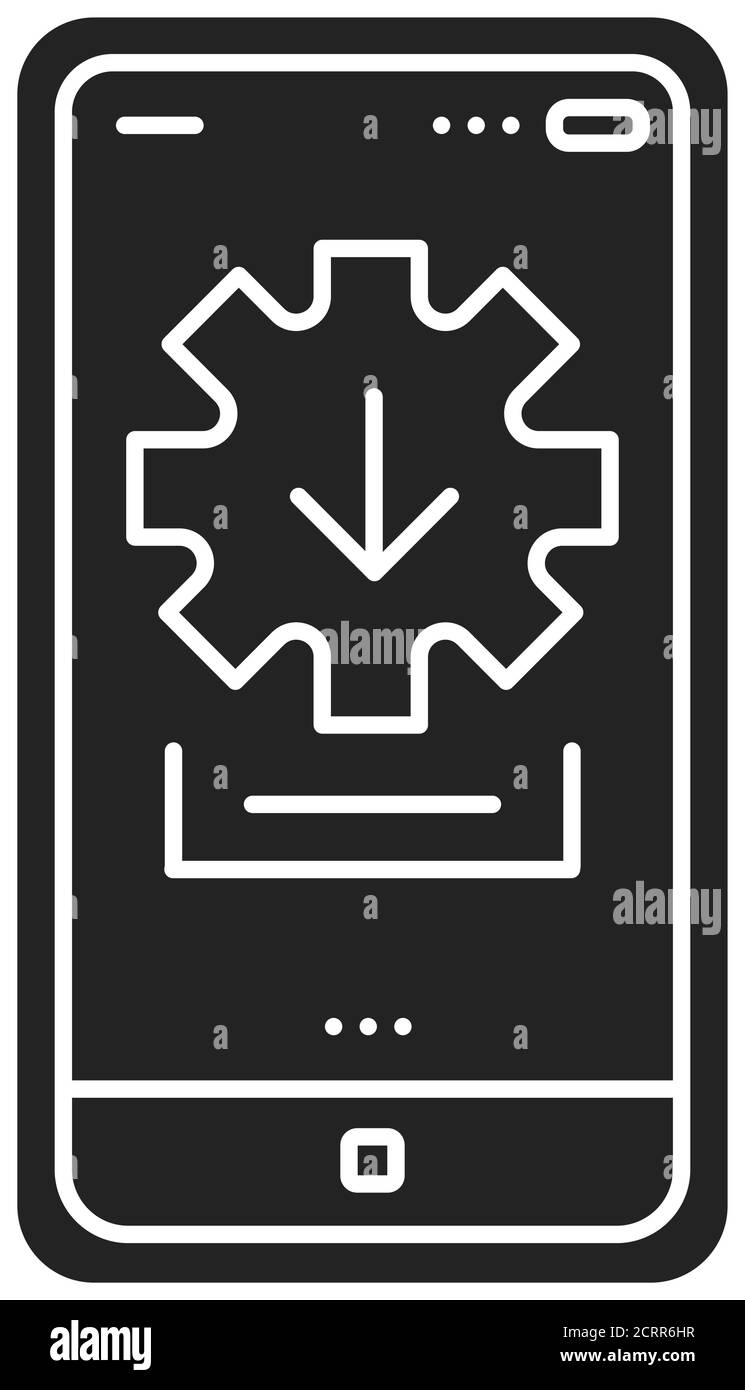 Installer black glyph icon. Tool for installing, updating, and ...