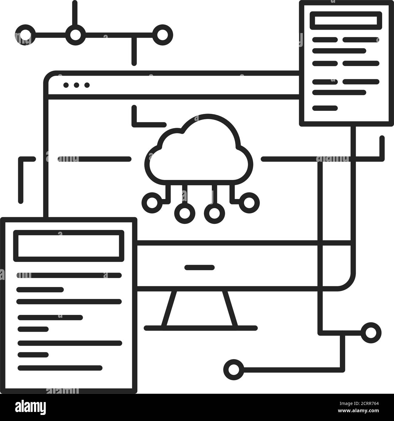 Back-end development black line icon. Refers to the server side of ...