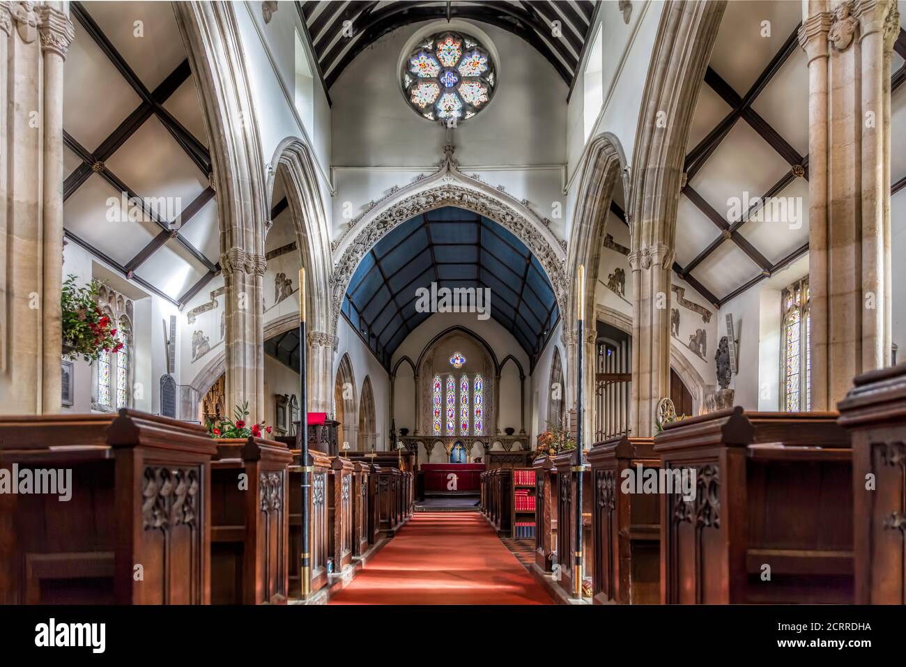 Interior of Castle Combe's St Andrew's Church in Wiltshire, England ...