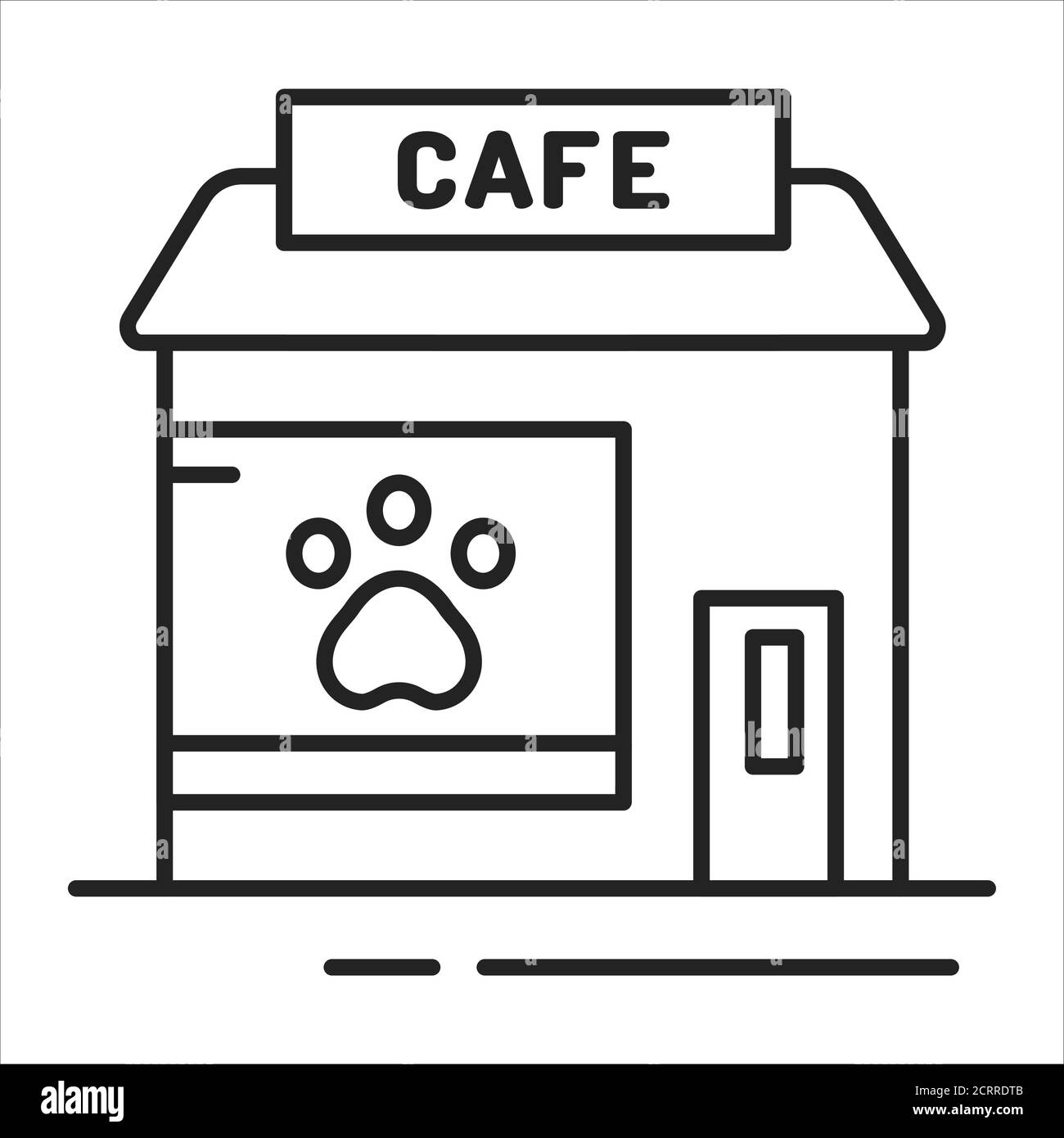 Animal cafe black line icon. Place where people can see and interact ...