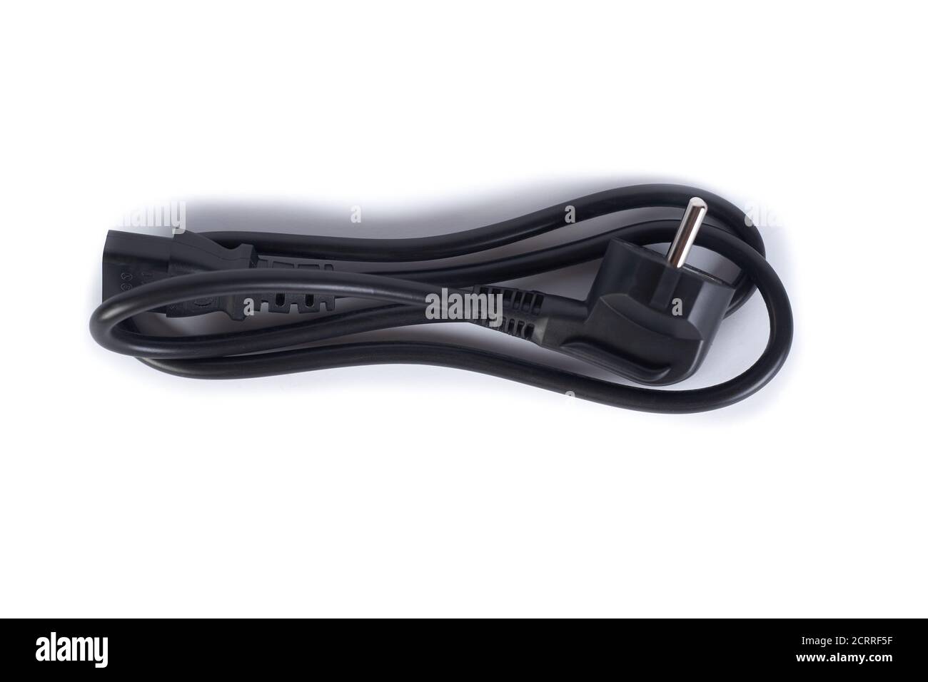 Black power cord isolated on white background. Standard 3 pin power ...