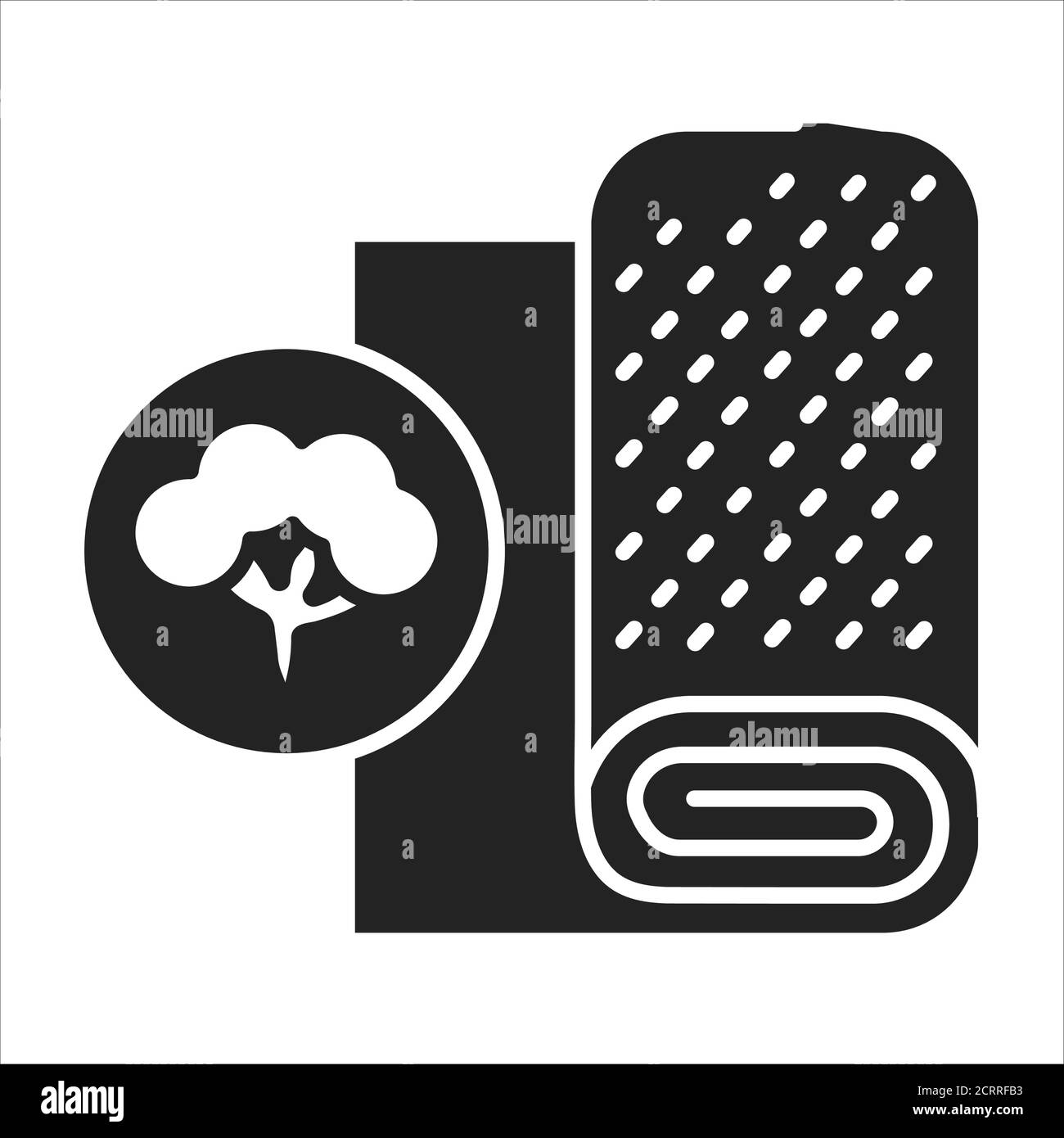 Cotton fabric black line icon. Cloth made from natural fiber that comes ...