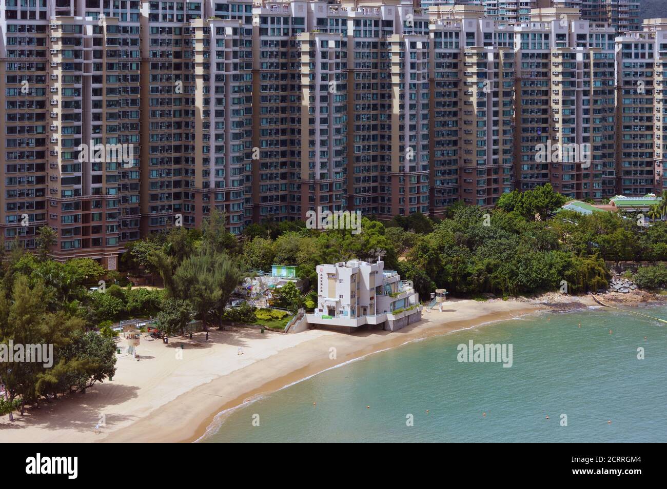 Beach in Hong Kong devoid of bathers during COVID-19 pandemic (Ma Wan ...