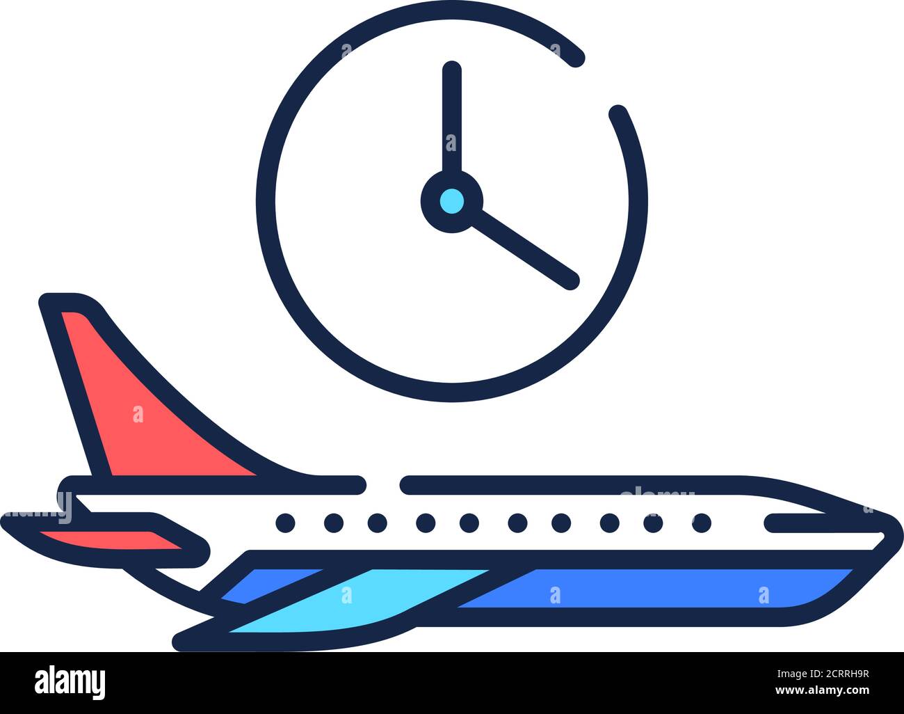 Flight time color line icon. Departure time of a particular flight. May ...