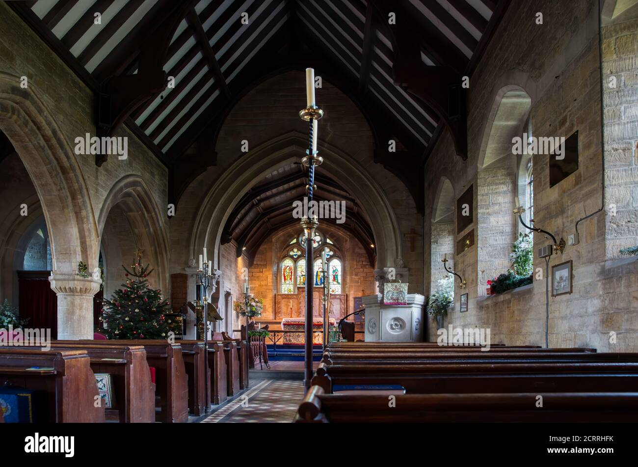 Interior of the Church of Saint Mary, Lower Slaughter, Gloucestershire ...