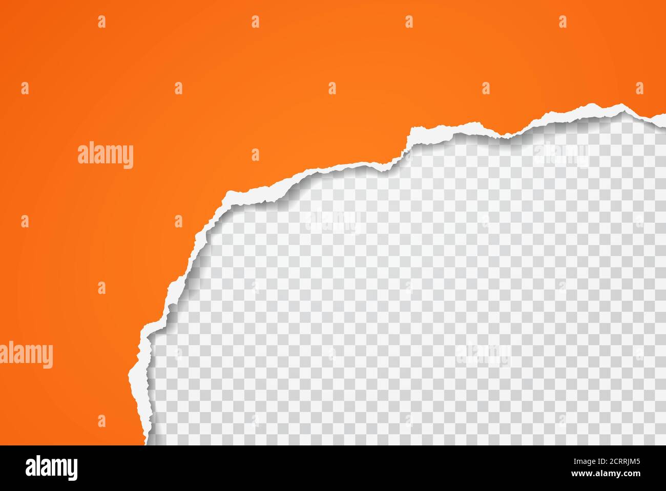 Torn of orange paper is on white transparent background for text ...